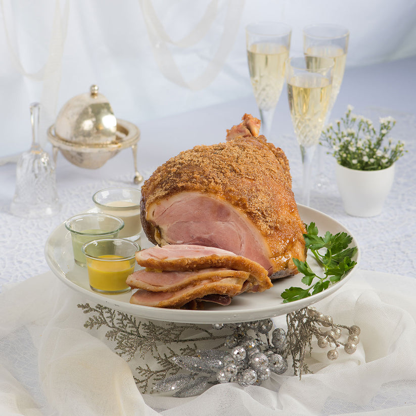 The Plaza Premium Baked Ham - Ham leg, Bone in – The Plaza Catering